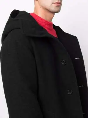 Ami Hooded Single-breasted Wool Coat