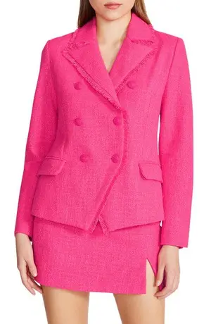 Steve Madden Naomi Double Breasted Tweed Blazer - Pink Glo