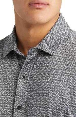 Johnston & Murphy Xc4® Geo Print Performance Short Sleeve Button-up Shirt