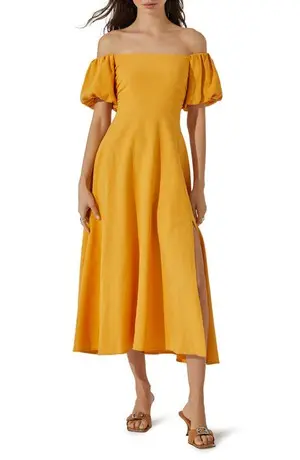 Astr The Label Off-the-shoulder A-line Dress