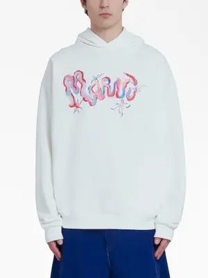 Marni Painterly Logo-print Hoodie - White
