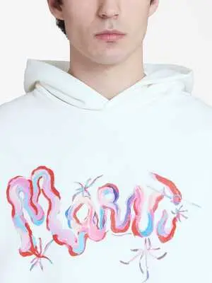 Marni Painterly Logo-print Hoodie - White