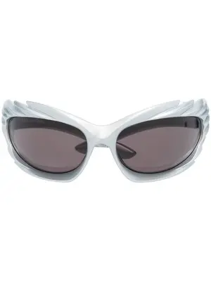 Balenciaga Spike Rectangle Sunglasses - Silver