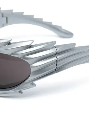 Balenciaga Spike Rectangle Sunglasses - Silver