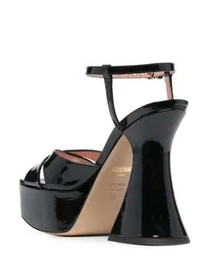 Moschino Patent Leather Platform Sandals - Black