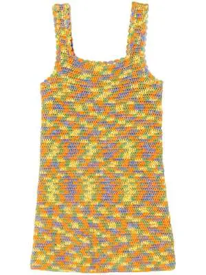 RE/DONE Crochet Knit Sleeveless Dress - Orange