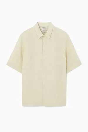 Cos Short-sleeved Linen Shirt - Beige