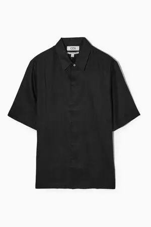 Cos Short-sleeved Linen Shirt Black