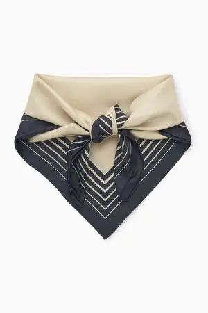 Cos Striped Silk Scarf Beige