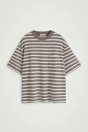 Cos Oversized Heavyweight Cotton T-shirt Brown
