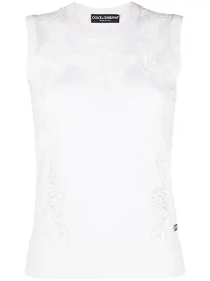 Dolce & Gabbana Lace-trim Knitted Top - White