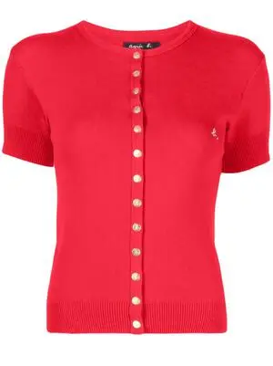 AGNES B. Buttoned-down T-shirt - Red