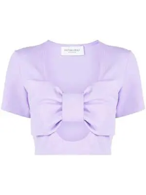 Viktor & Rolf Bow Embellished Cut-out Cropped Cotton Top