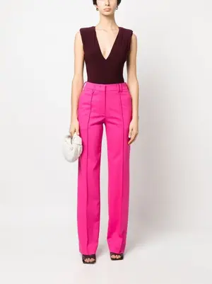 BLANCA VITA Padded-shoulder V-neck Bodysuit