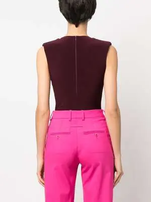 BLANCA VITA Padded-shoulder V-neck Bodysuit