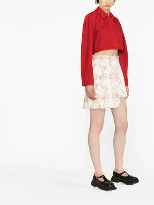 Simone Rocha Floral-print Asymmetric Skorts - Neutrals