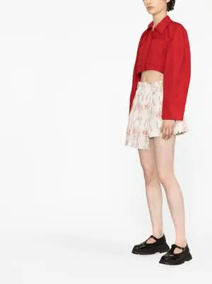 Simone Rocha Floral-print Asymmetric Skorts - Neutrals