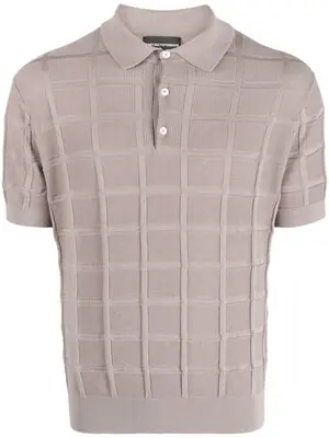 Emporio Armani 3d-knit Cotton Polo Shirt - Grey