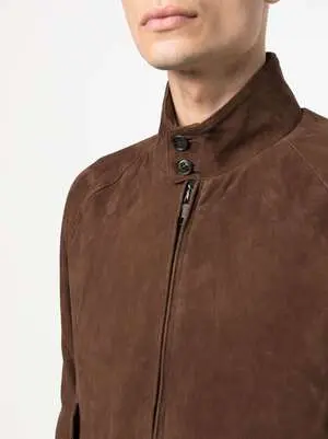 BARACUTA G9 Harrington Panelled Suede Jacket - Brown