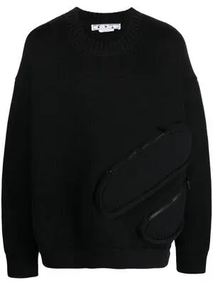 Off-White Crewneck Sweatshirt With Zip Compartment