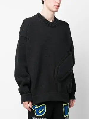 Off-White Crewneck Sweatshirt With Zip Compartment