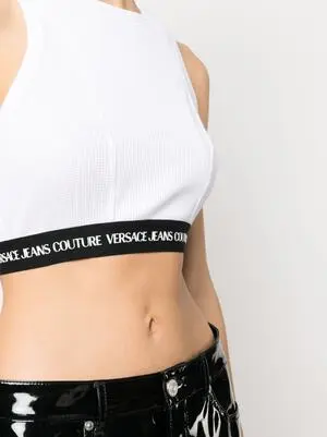Versace Logo-print Cropped Tank Top