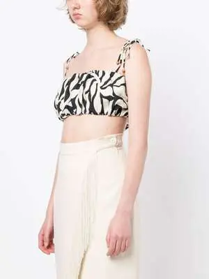 CALA DE LA CRUZ Abstract-print Crop Top