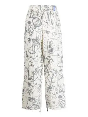 Alexander McQueen Abstract-print Straight-leg Trousers - White