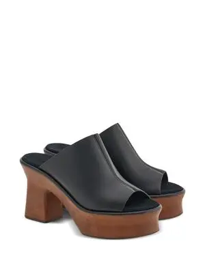 FERRAGAMO 85mm Leather Wedge Sandals