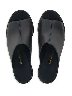 FERRAGAMO 85mm Leather Wedge Sandals