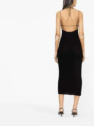 Blumarine Logo-plaque Ribbed Midi Dress