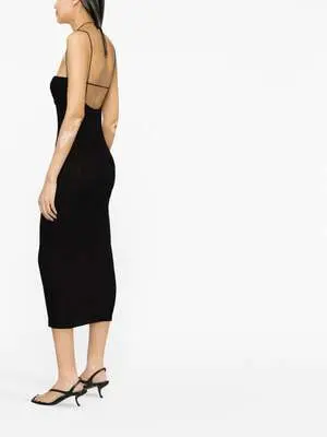 Blumarine Logo-plaque Ribbed Midi Dress