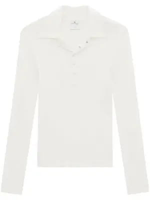 COURREGES Ribbed-knit Polo Shirt - White