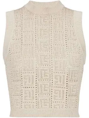 Balmain Monogram Knitted Crop Top - Neutrals