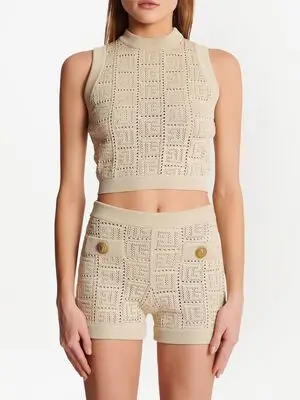 Balmain Monogram Knitted Crop Top