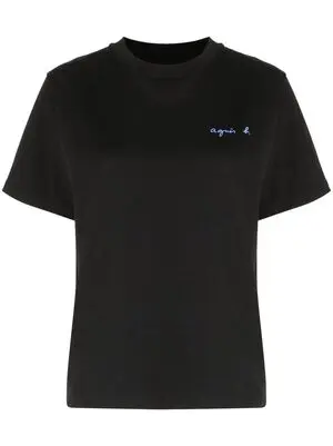 AGNES B. Logo-print Cotton T-shirt - Black
