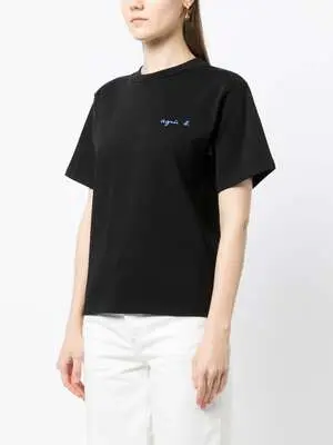AGNES B. Logo-print Cotton T-shirt - Black