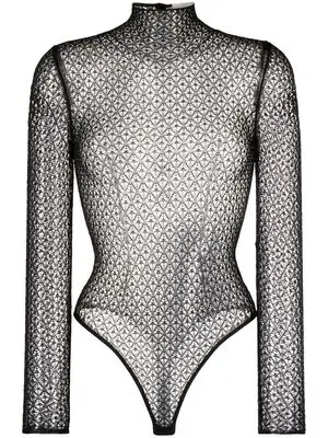 Khaite Fena Diamond-lace Bodysuit - Black