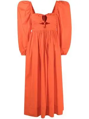 Ulla Johnson Alessa Puff-sleeve Midi Dress - Orange