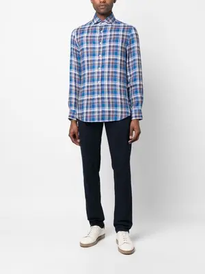 Brunello Cucinelli Check-pattern Linen Shirt