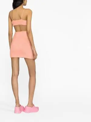 Off-White Cut-out Ribbed-knit Minidress - Orange