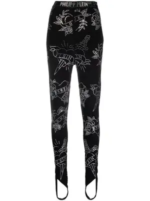 Philipp Plein Love-print Stirrup Leggings