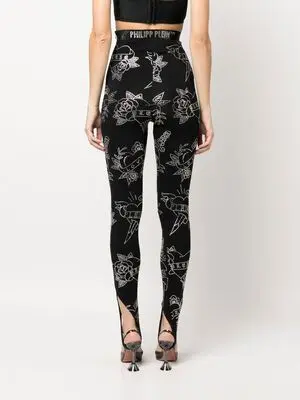 Philipp Plein Love-print Stirrup Leggings