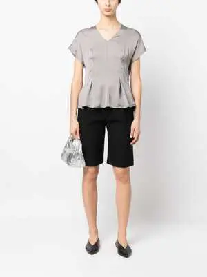Aspesi Satin-finish Flared Blouse - Grey
