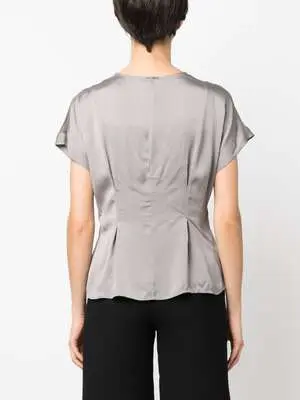 Aspesi Satin-finish Flared Blouse - Grey