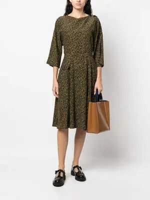 Kenzo Leopard-print Midi Dress - Green