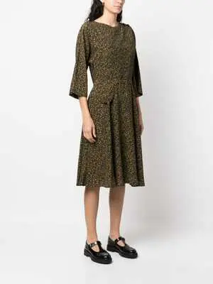 Kenzo Leopard-print Midi Dress - Green