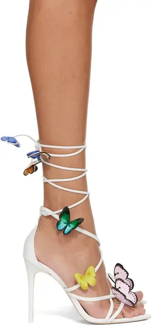 SOPHIA WEBSTER Sophia Webster White Vanessa Heeled Sandals - Butterfly Meadow