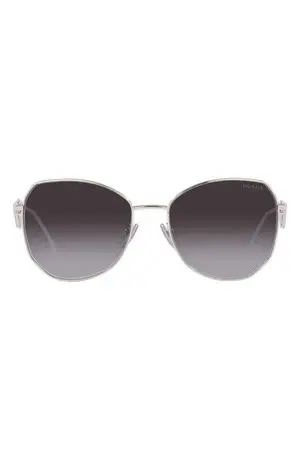 Prada Prada 57mm Round Frame Sunglasses Grey Gradient