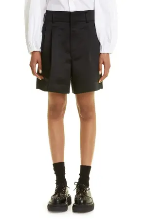 Comme Des Garçons Pleated Heavy Satin Bermuda Shorts